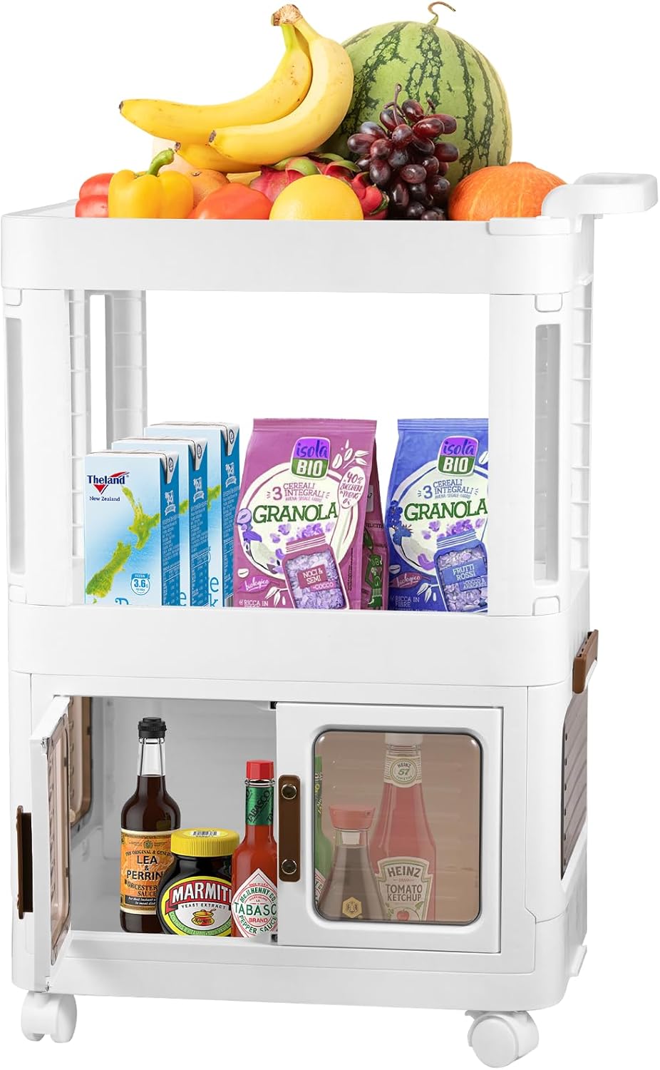 Amazon.com: WinReal 3-Tier Storage Cart with Wheels Multifunction ...