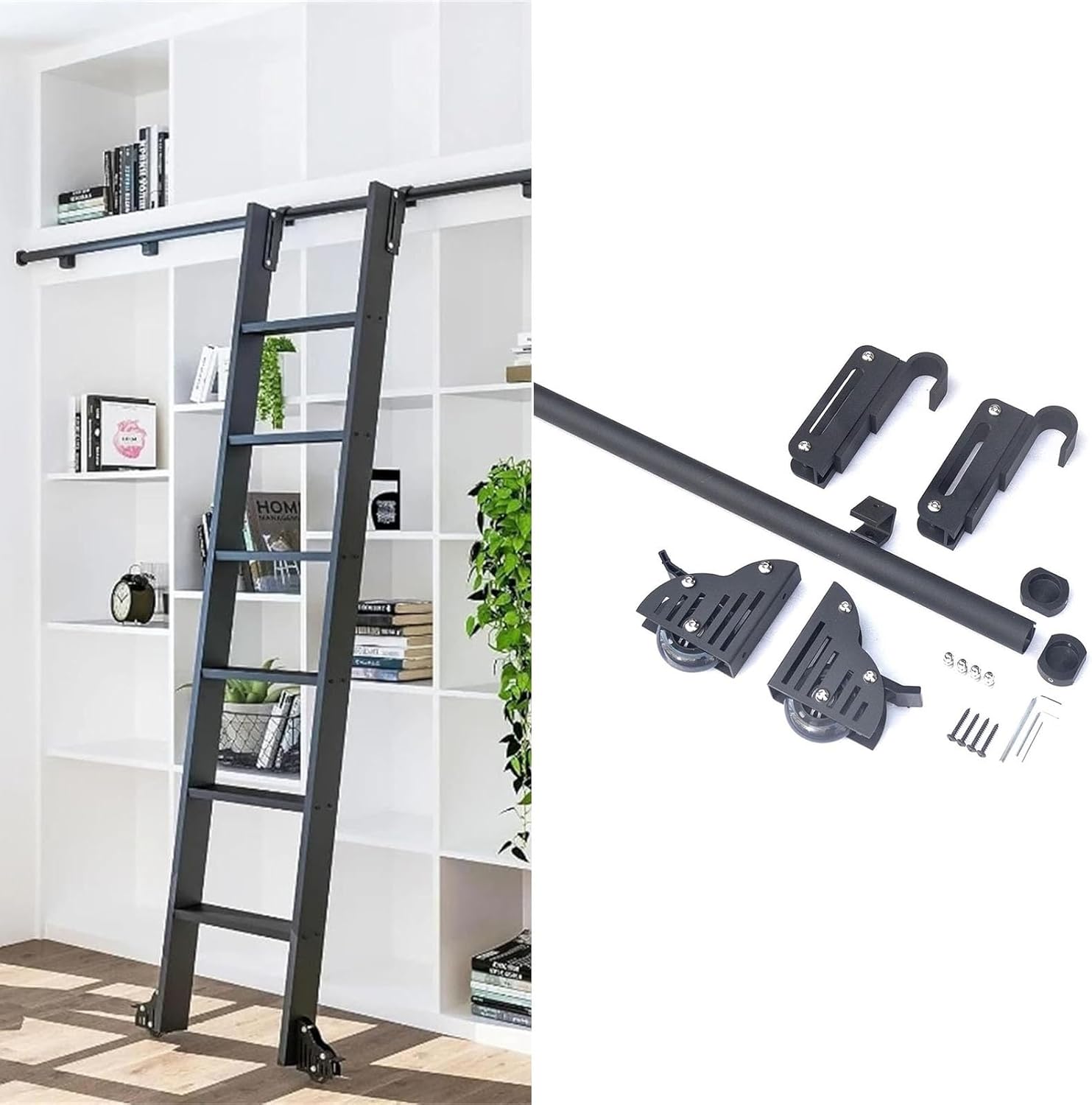 Retractable Hook on Rolling Library Ladder Hardware Home Office Library ...