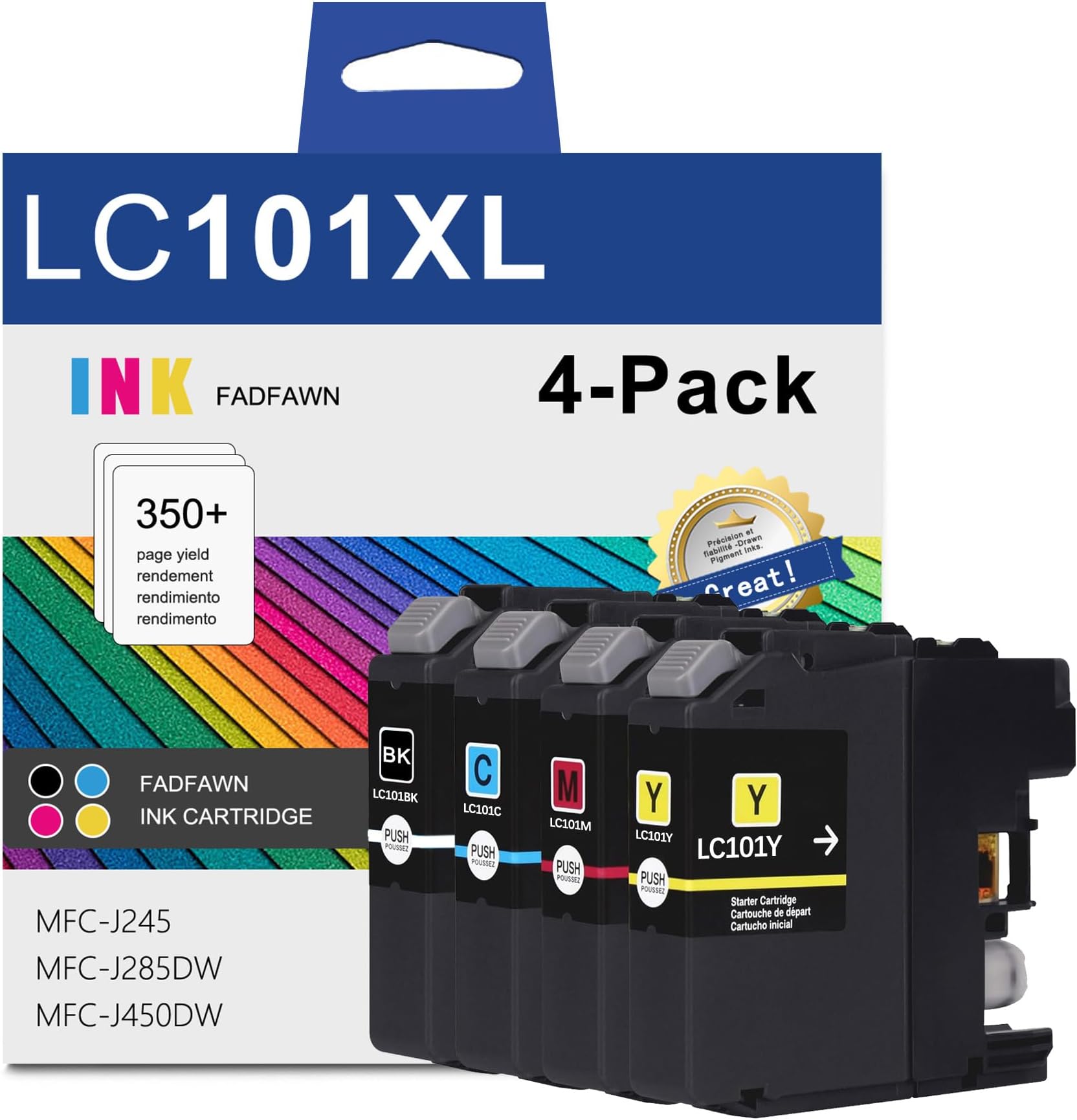 Amazon.com: Brother Printer LC101 4-Pack Ink Cartridge : Office Products
