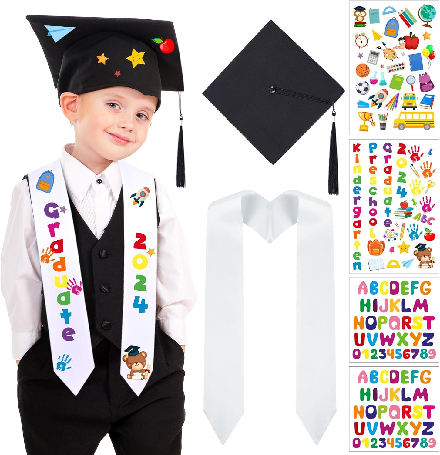 Amazon.com: 6 Pcs 2024 Preschool Kindergarten Graduation Cap Stole Iron ...