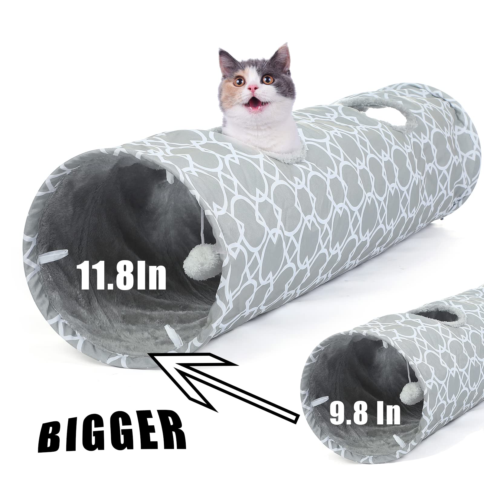 LUCKITTY Large Geometric Cat Tunnel with Plush Inside,Big Cats Toys ...