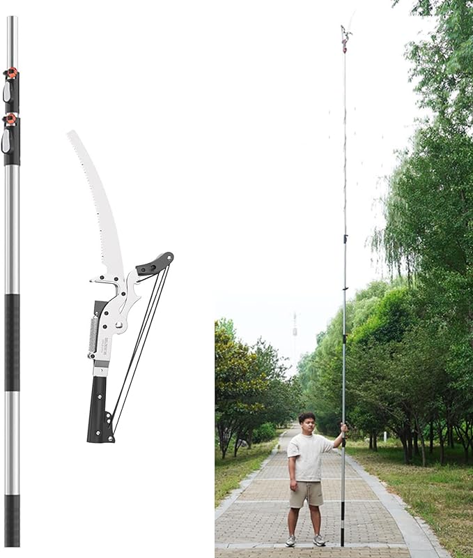 Amazon.co.jp: TRAGLO 超軽量伸縮式高枝鋏 高枝切りバサミ 3M 5M 6M 剪定ばさみ 枝切り鋏 SK5高級炭素刃 高枝切りノコギリ園芸 はさみ 鋸付き 切断径40mm ...