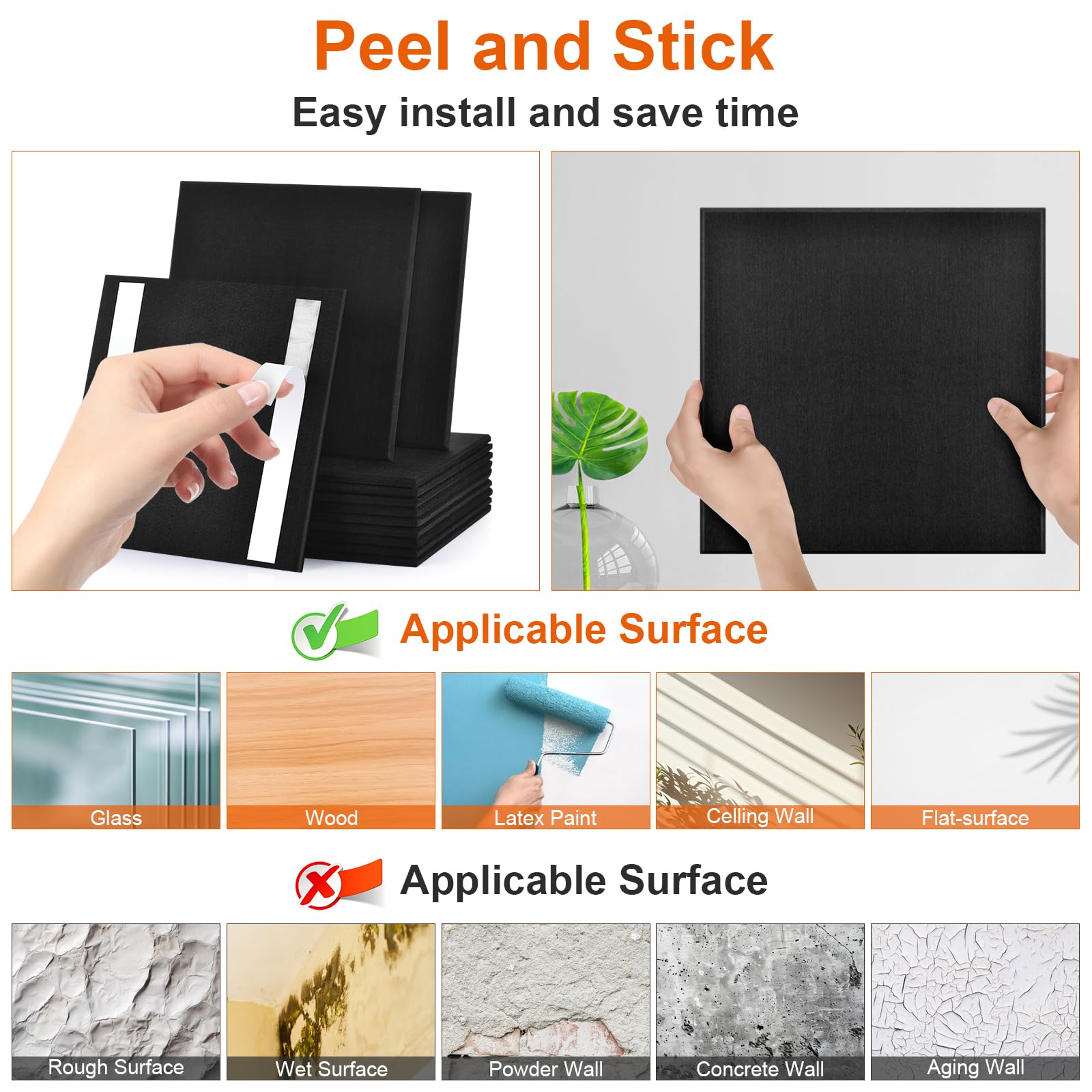 Push Pin Board Tiles Felt Bulletin Board Tiles - 12 Pack Slat Wall ...