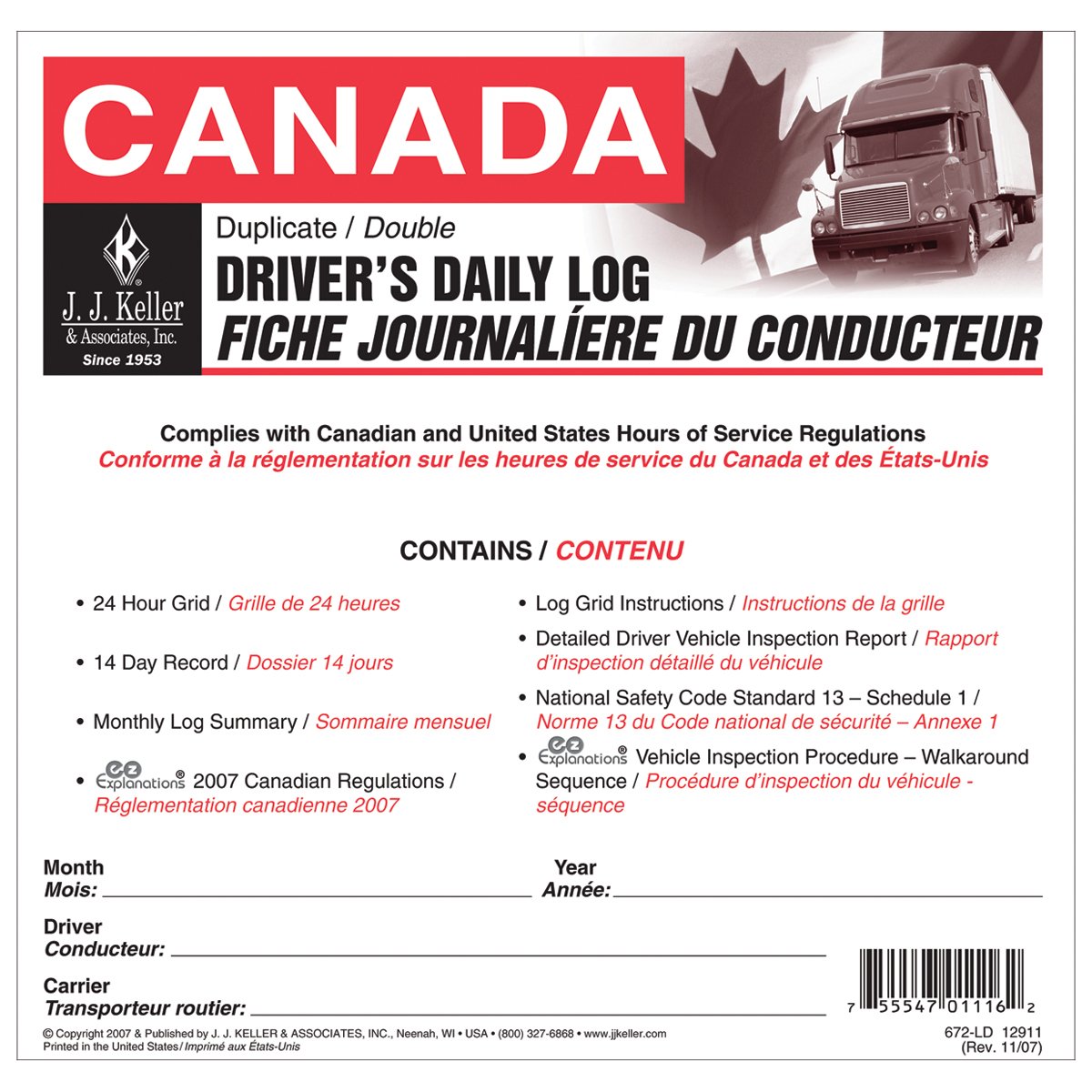 Amazon.in: Buy J.J. Keller 12911 Canadian Driver's Daily Log Book Book ...