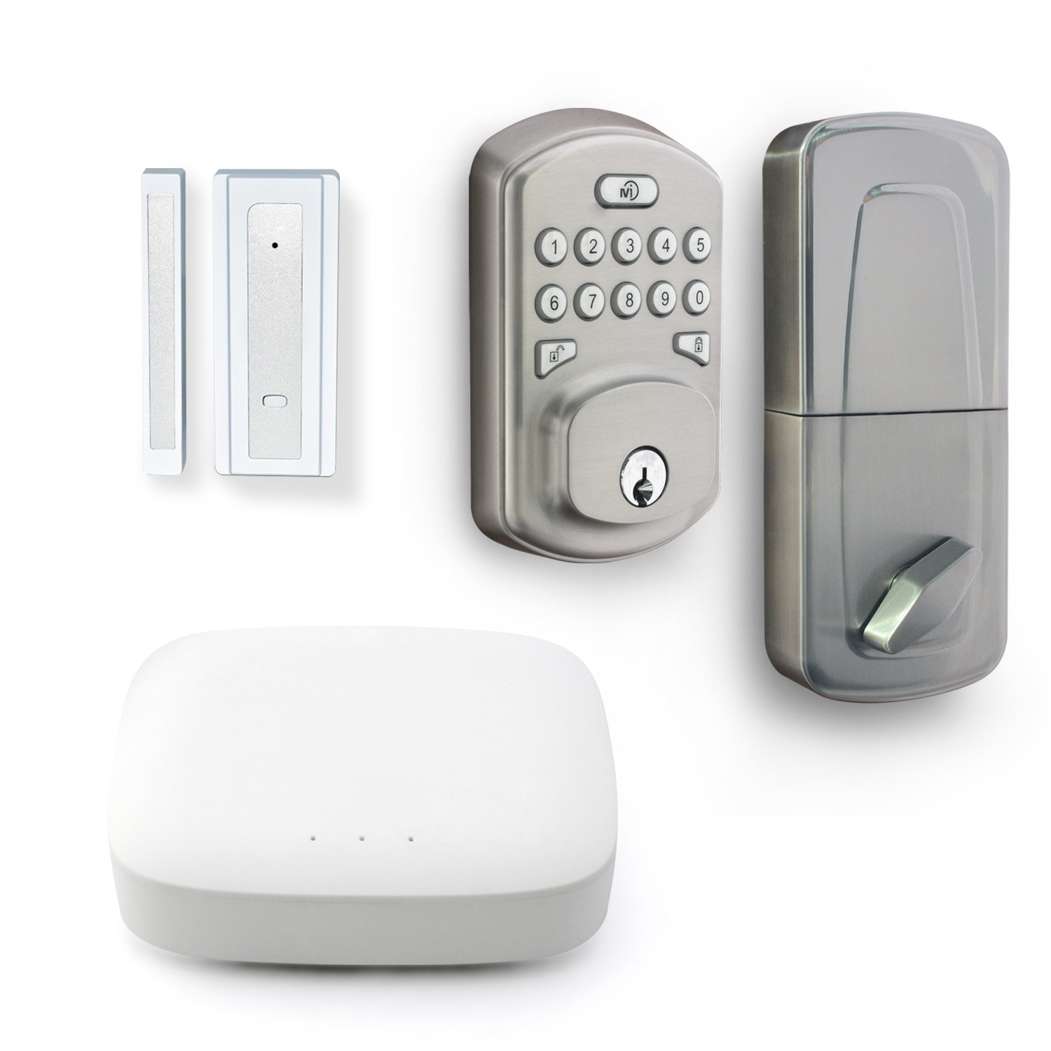 MiLOCKS LoRa HUB Bridge, Satin Brushed Nickle Deadbolt Door Lock, Door ...