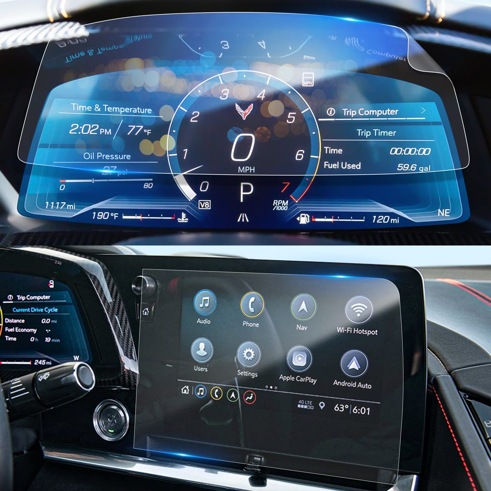 Amazon.com: LFOTPP 2023 C8 Corvette Screen Protector for [Navigation+ ...