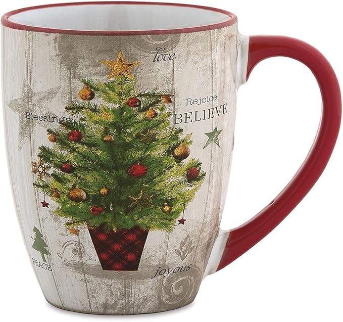Amazon.com: Current Ceramic Tree Mug - 22oz Large Ceramic Winter ...