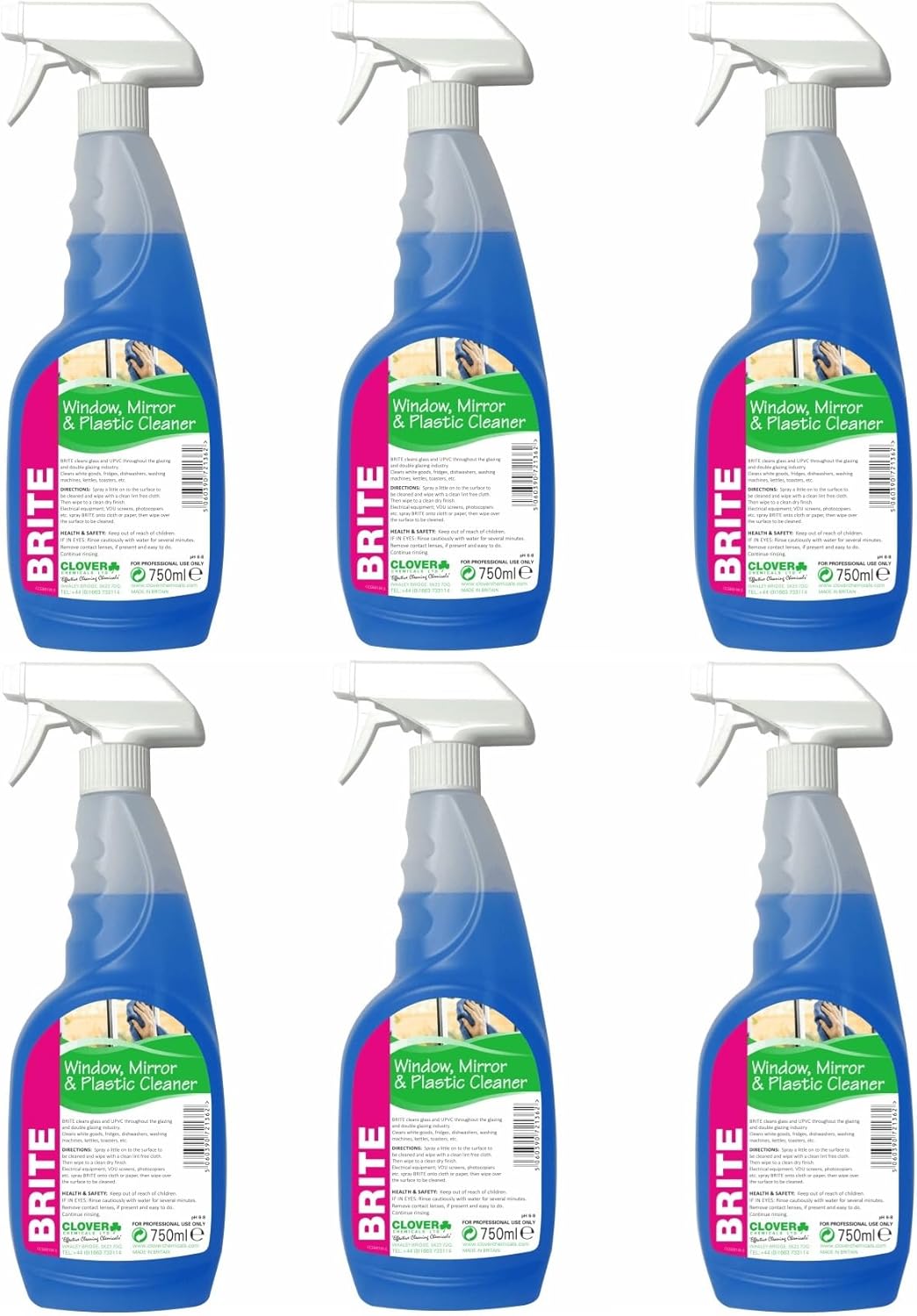 Clover 701C Brite Glass Cleaner 750ml - Pack of 6 : Amazon.co.uk: Grocery