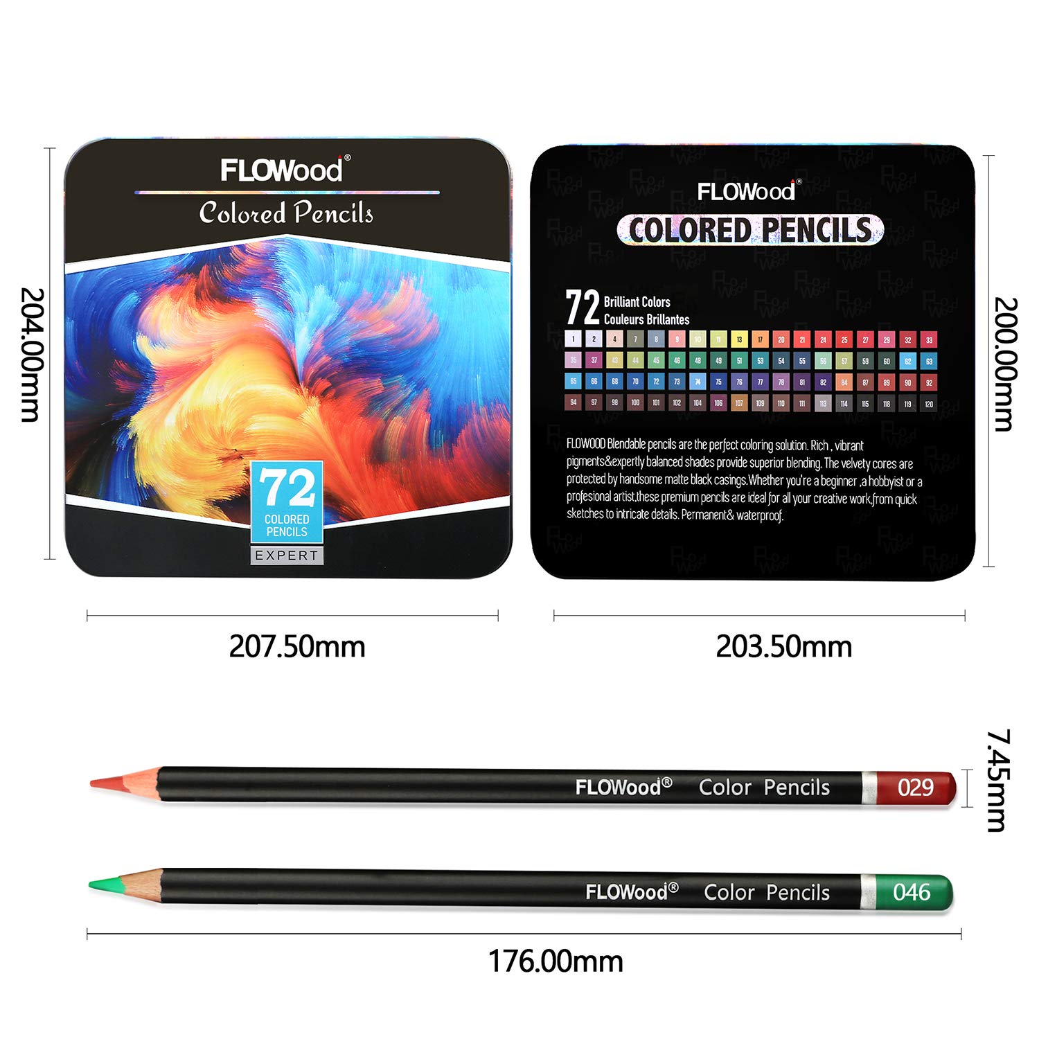 FLOWood Professional Art Colored Pencils 72, Perfect for Chirstmas Soft ...