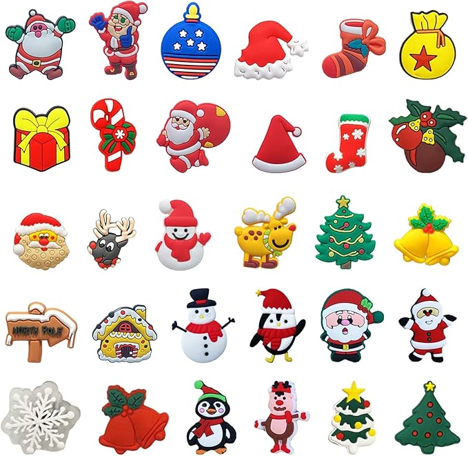 30 Pcs Christmas Croc Charms, Santa Claus Snowman Shoe Charms for Crocs ...
