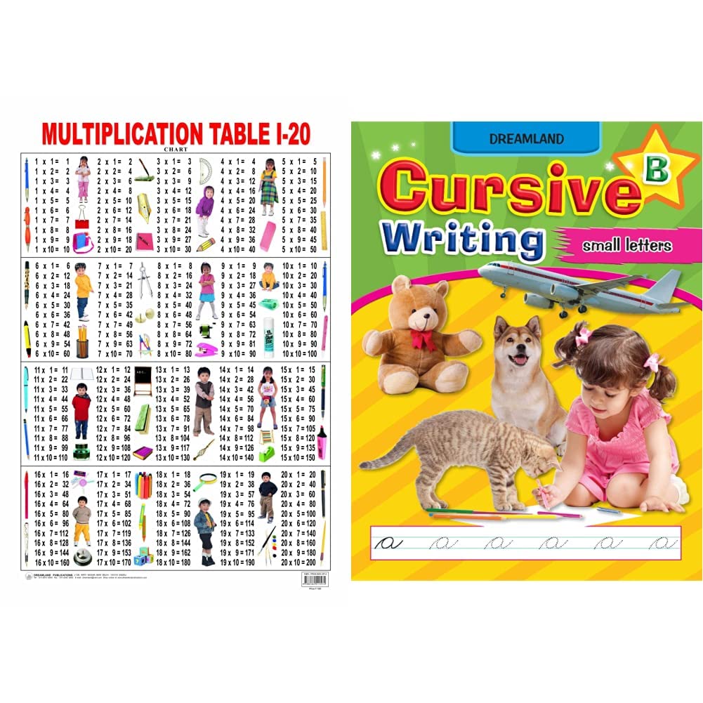 Multiplication Chart Educational Wall Chart For Kids Both Side Hard ...