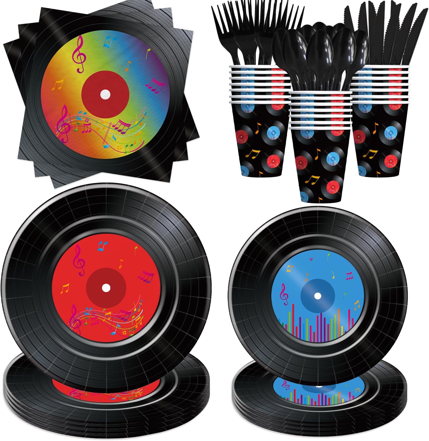 Amazon.com: Xenorik Record Plates And Napkins Decorations Tableware ...