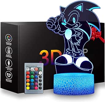 Sonic 3D Cute Hedgehog Anime Character Night Light - LED Illusion Lamp ...