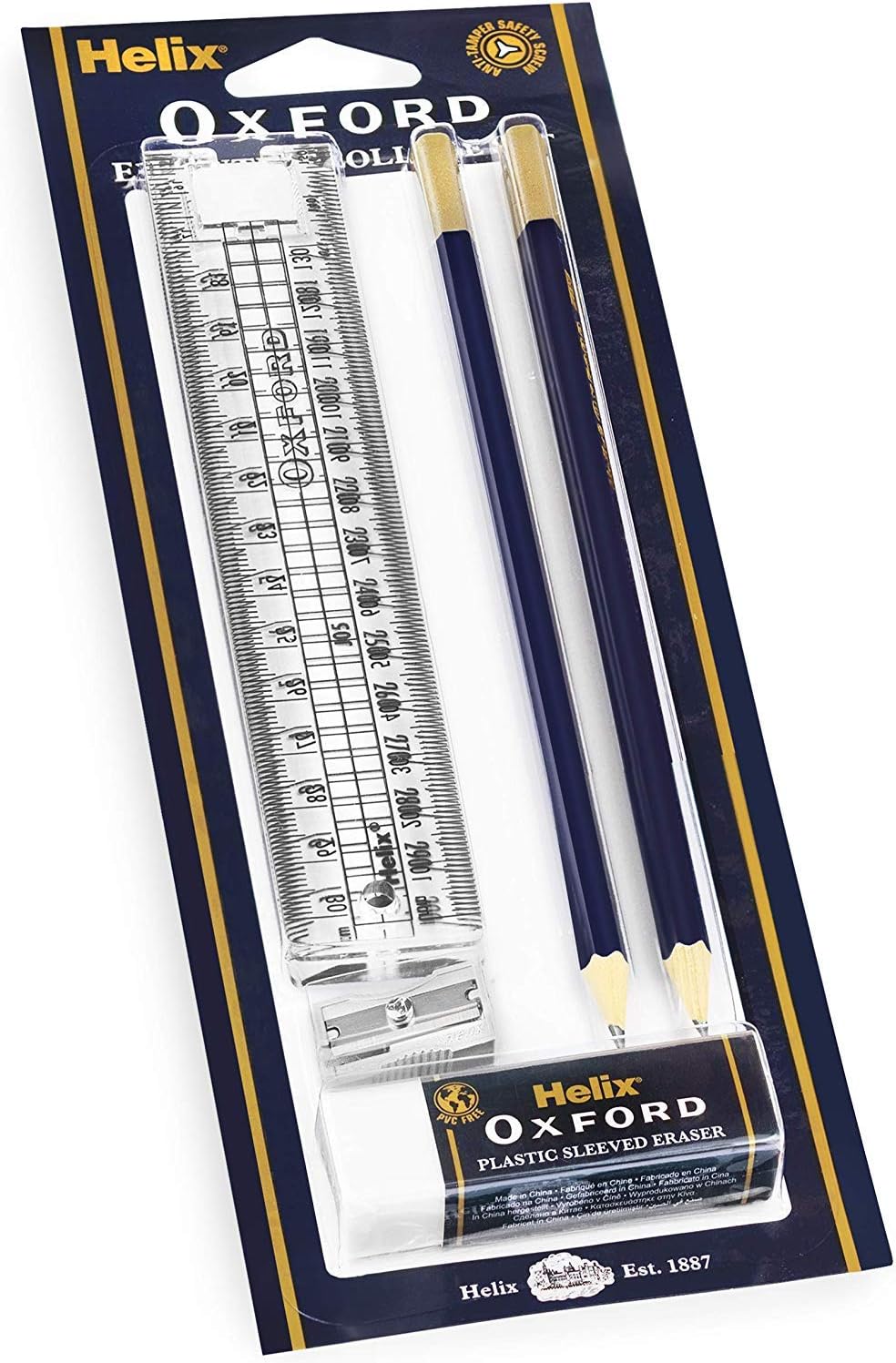 Helix Oxford Executive College Set - Includes Folding Ruler, Eraser ...