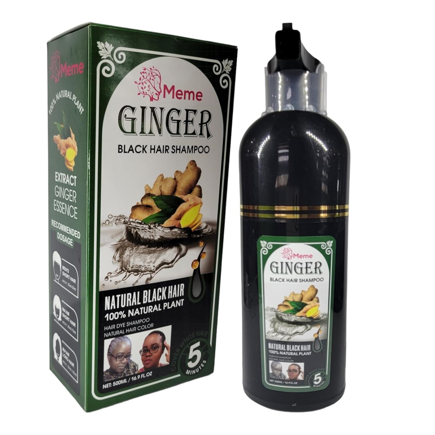 Meme Ginger Black Hair Shampoo – 16.9 onzas líquidas de cabello negro ...
