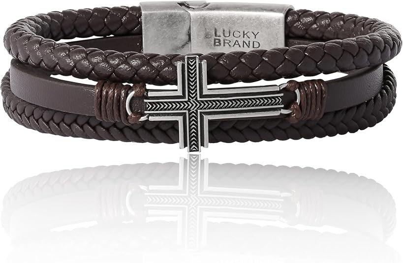 Amazon.com: Lucky Brand Textured Cross Triple Row Brown Bracelet for ...