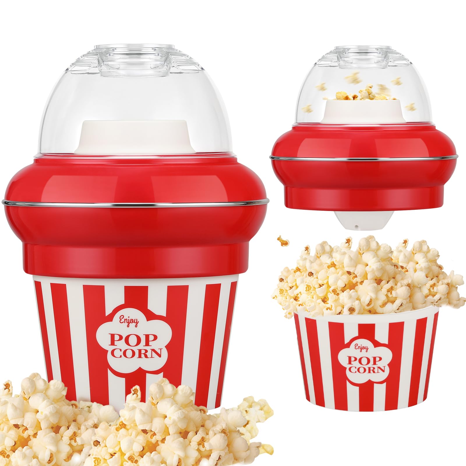 Amazon.com: Hot Air Popcorn Popper Maker with Double Bucket Popcorn ...