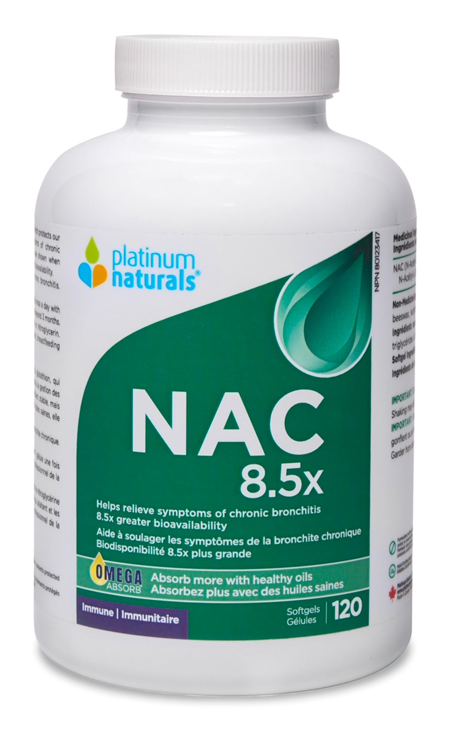Platinum Naturals NAC 8.5x 600mg, 120 Softgels - Enhanced N-Acetyl-L ...