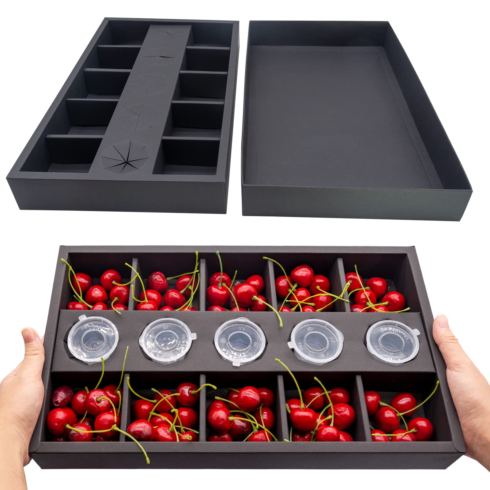 Amazon.com: 10PK 10-Grid Cardboard Pastry Snack Box w/Lids, 5 Sauce ...