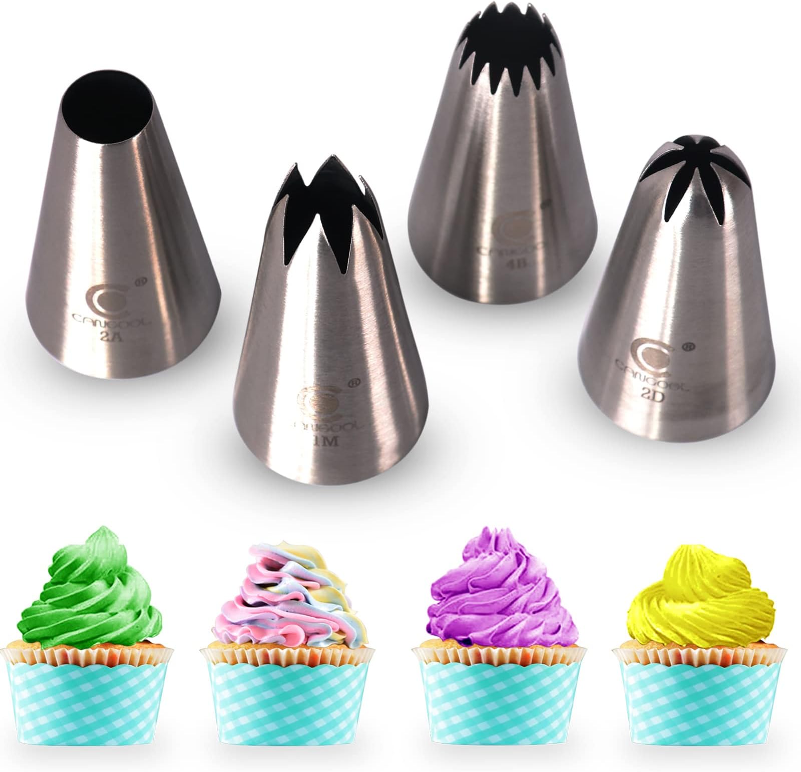 4 große Spitzen Set – Spritztüllen Set aus Edelstahl, Kuchen ...