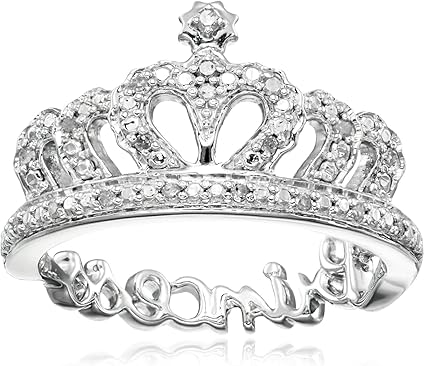 Amazon.com: Amazon Collection White Silver Word Ring (0.08cttw), Size 5 ...