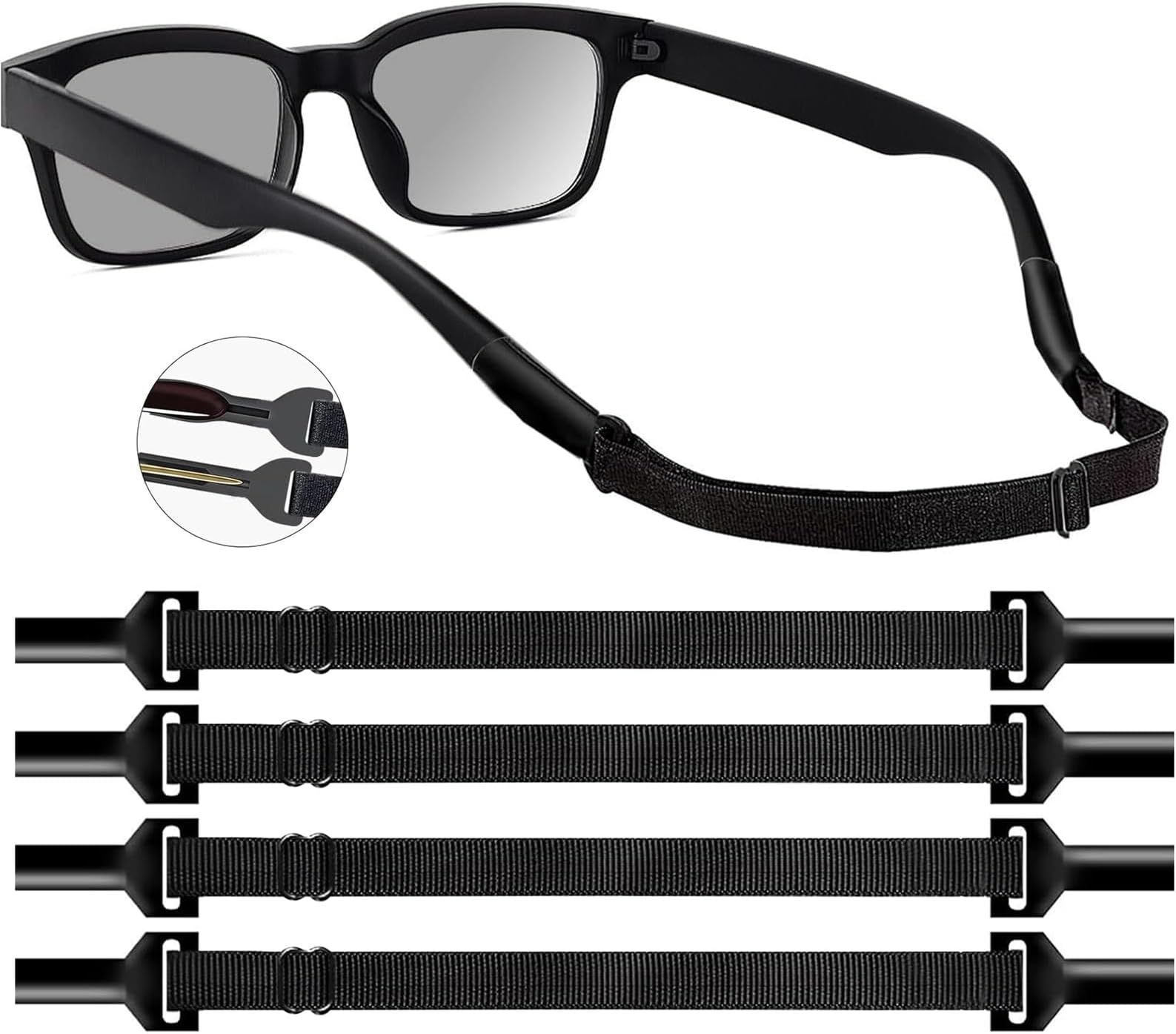 KSACLE Adjustable Glasses Strap - Upgrade 4 Pack No Tail Eyeglass ...