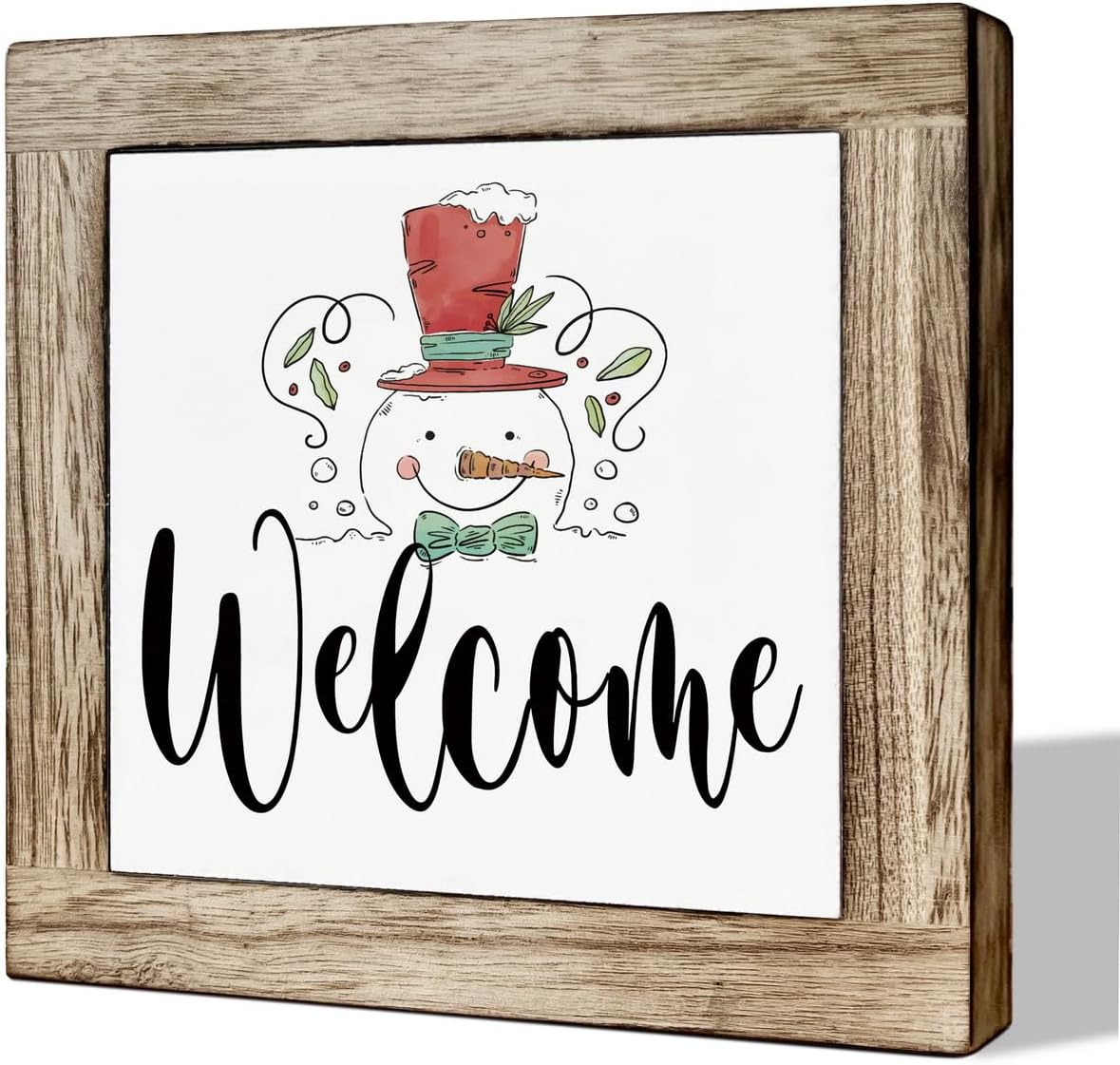 Amazon.com: Welcome Wood Sign, Snowman Welcome Sign, Wooden Box Signs ...