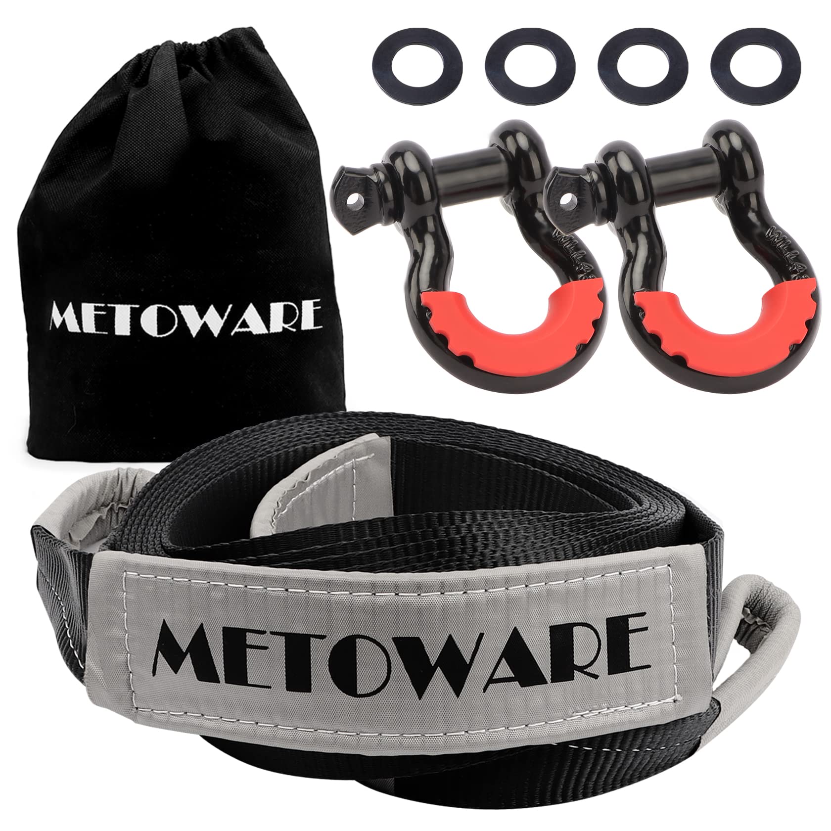 Amazon.com: METOWARE Tow Strap Recovery Kit - 3" x 20ft (35,000 lbs ...