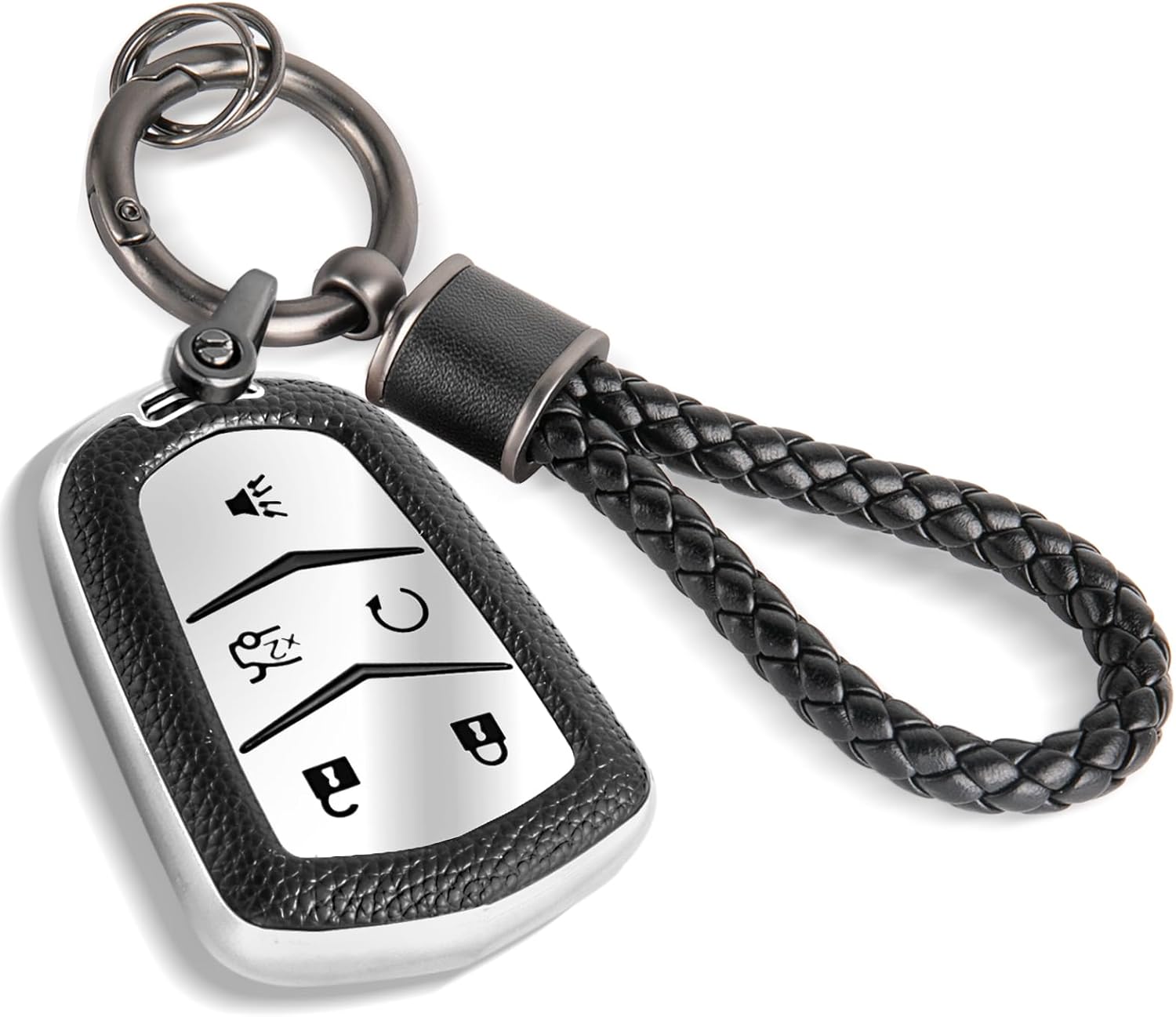 Amazon.com: CTRINEWS for Cadillac Key Fob Cover with Metal Braided Rope ...