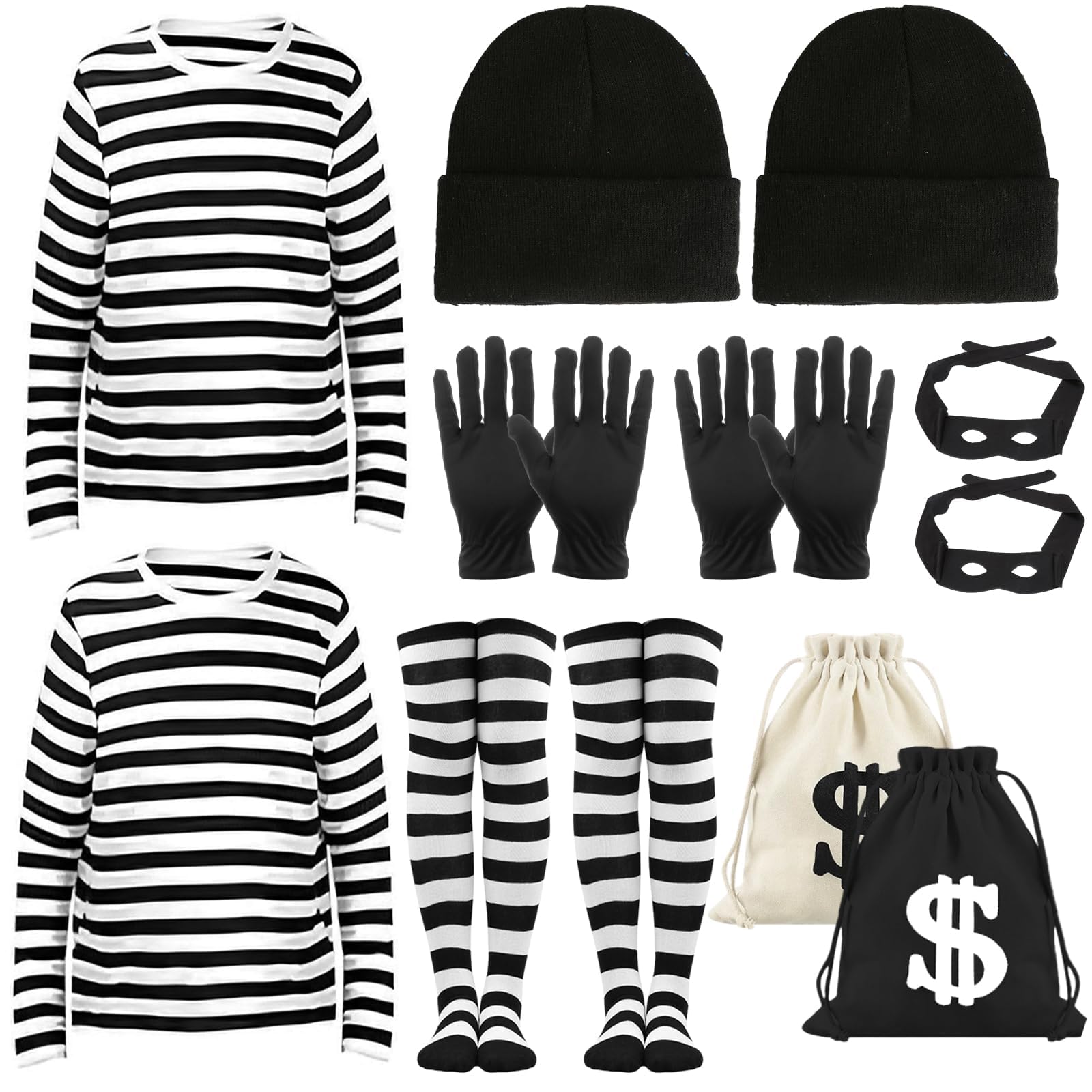 Amazon.com: 2 Set Halloween Robber Costume Thief Cosplay Burglar ...