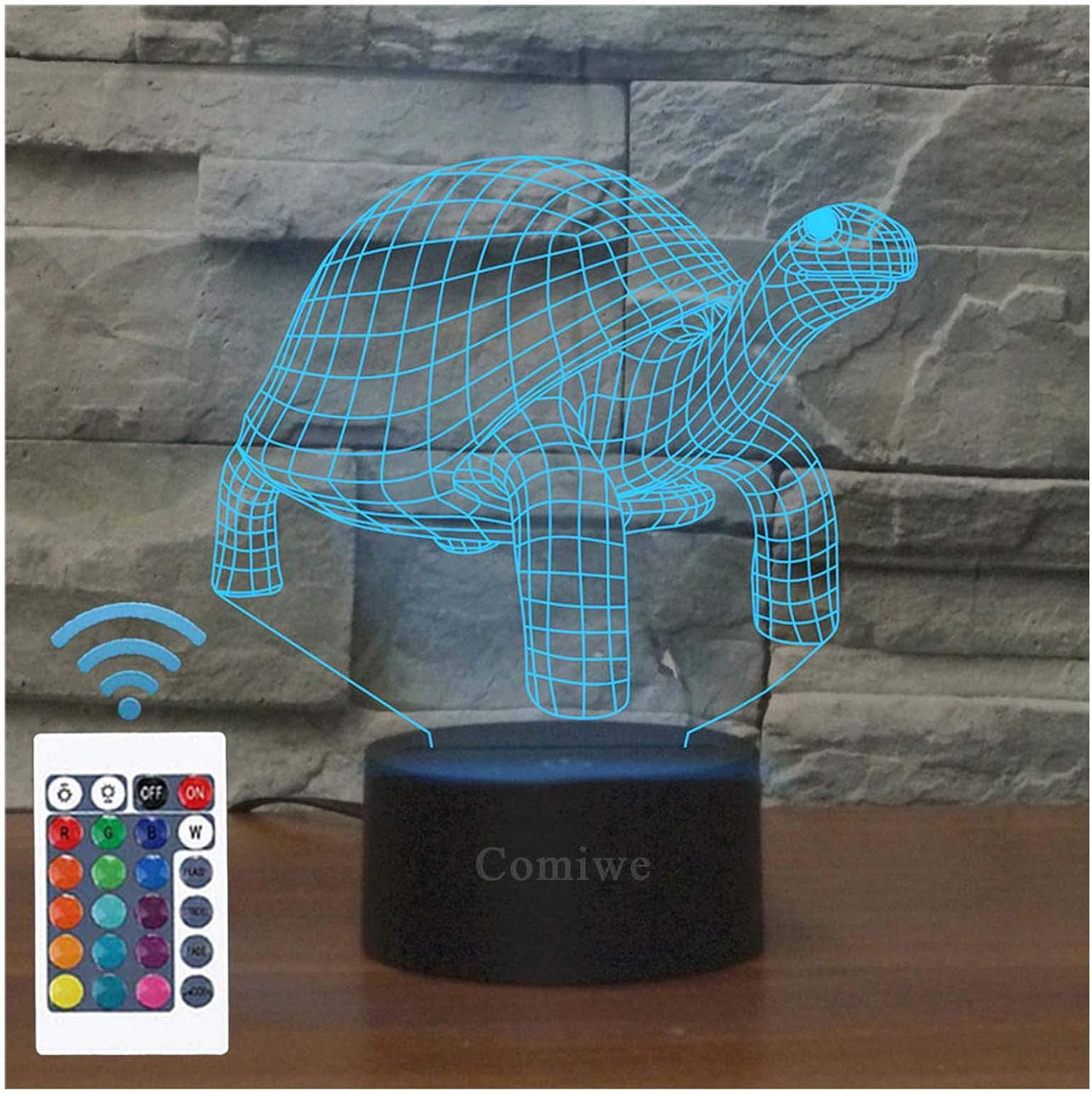 Comiwe Turtle 3D LED Illusion Night Light Toys,16 Colors Change Smart ...