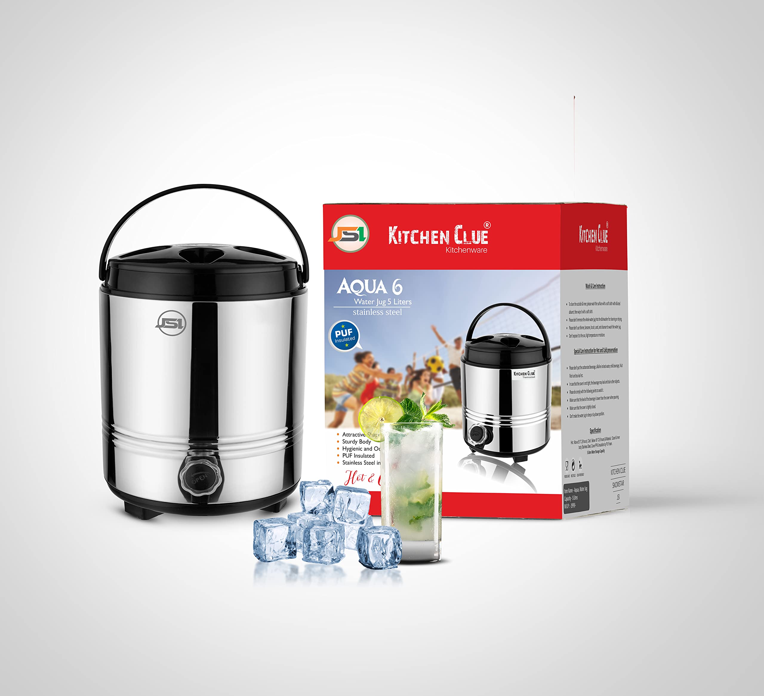 Buy JSI Stainless Steel Hot & Cold Water jug/Mayur Jug 5 Liters I Easy ...