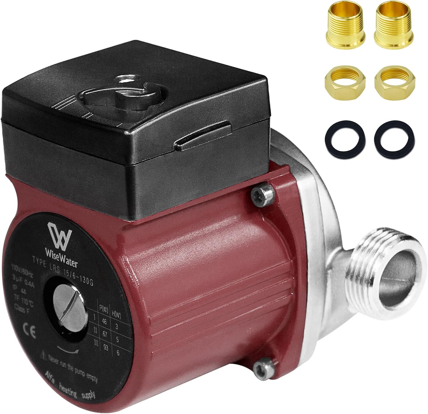 WiseWater 110V Hot Water Recirculating Pump, Stainless Steel Water ...