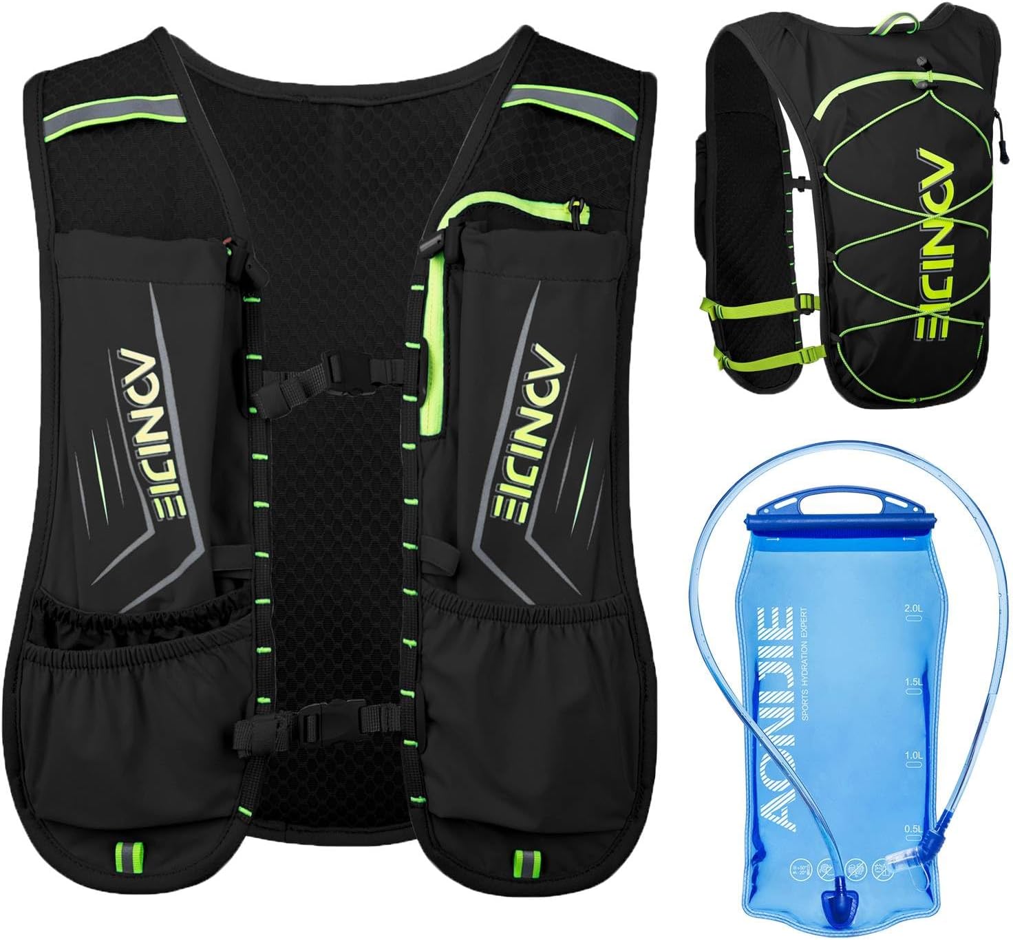 Running Hydration Backpack with 1.5L Water Bladder, Adjustable ...