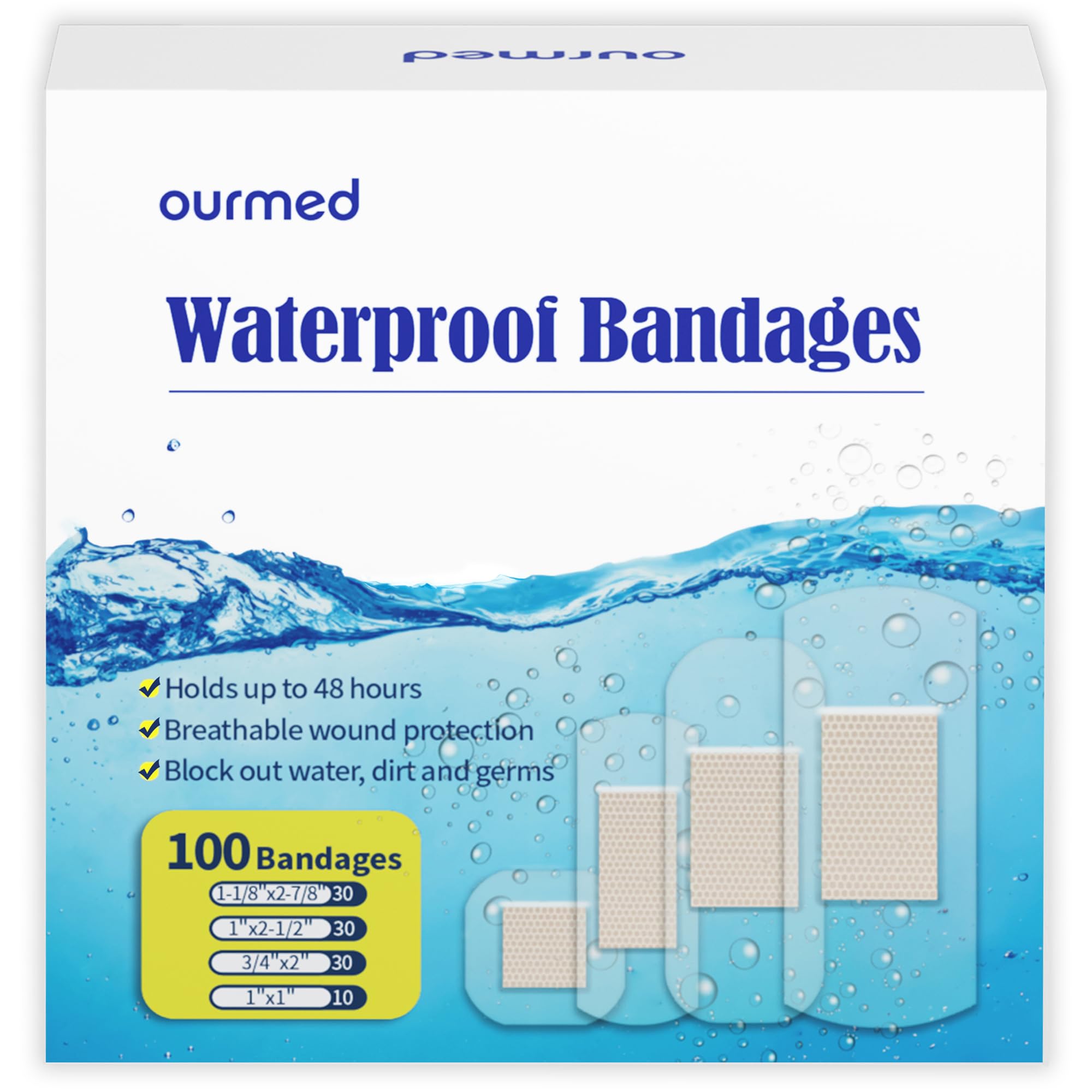 Amazon.com: Ourmed Waterproof Bandages, Clear Adhesive Bandages for ...