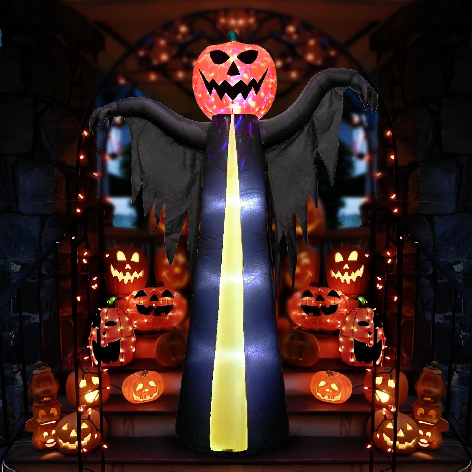Amazon.com: Gemmy Airblown Inflatable Pumpkin Head Creeper Reaper (Blue ...