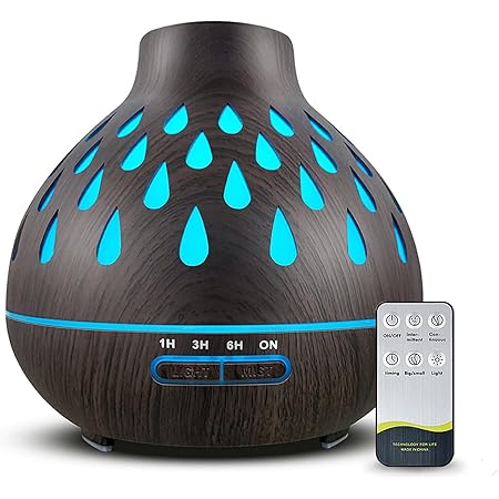Essential Oil Diffuser, 500ml Oil Diffusers, 7 Color LED Lights, 4 ...