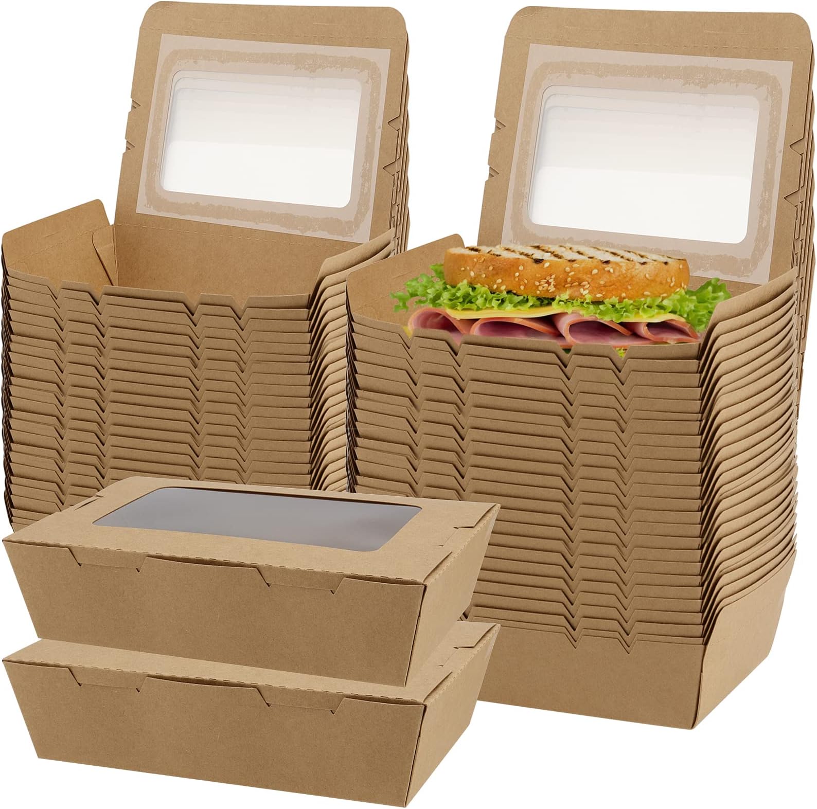 Amazon.com: Cezoyx 50 Pack Take Out Food Containers with Window, 40 Oz ...