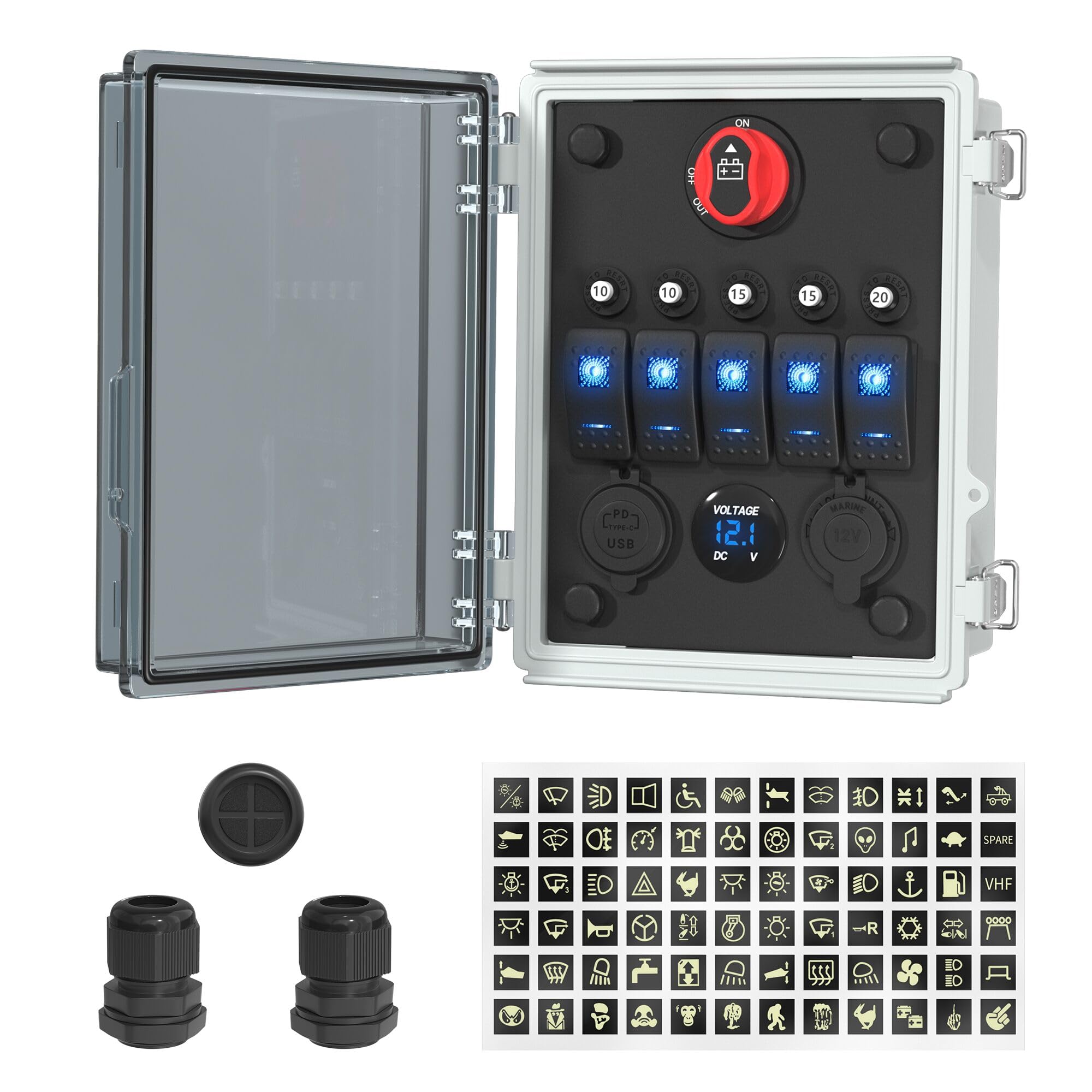 Snapklik.com : Joinfworld Rocker Switch Marine 12V Toggle Switch Panel ...