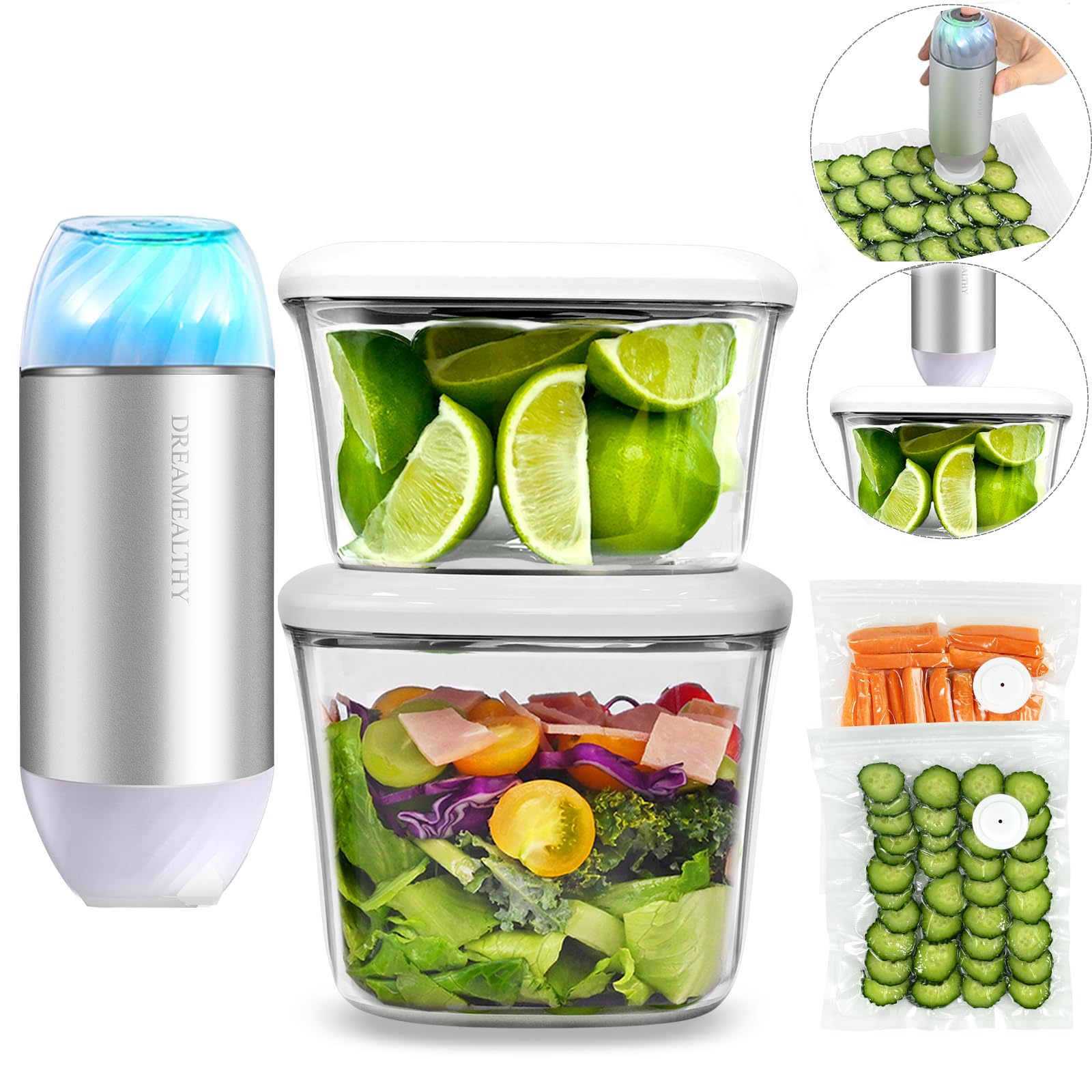Amazon.com: Dreamealthy Auto Vacuum Seal Containers 1L+1.5L with ...