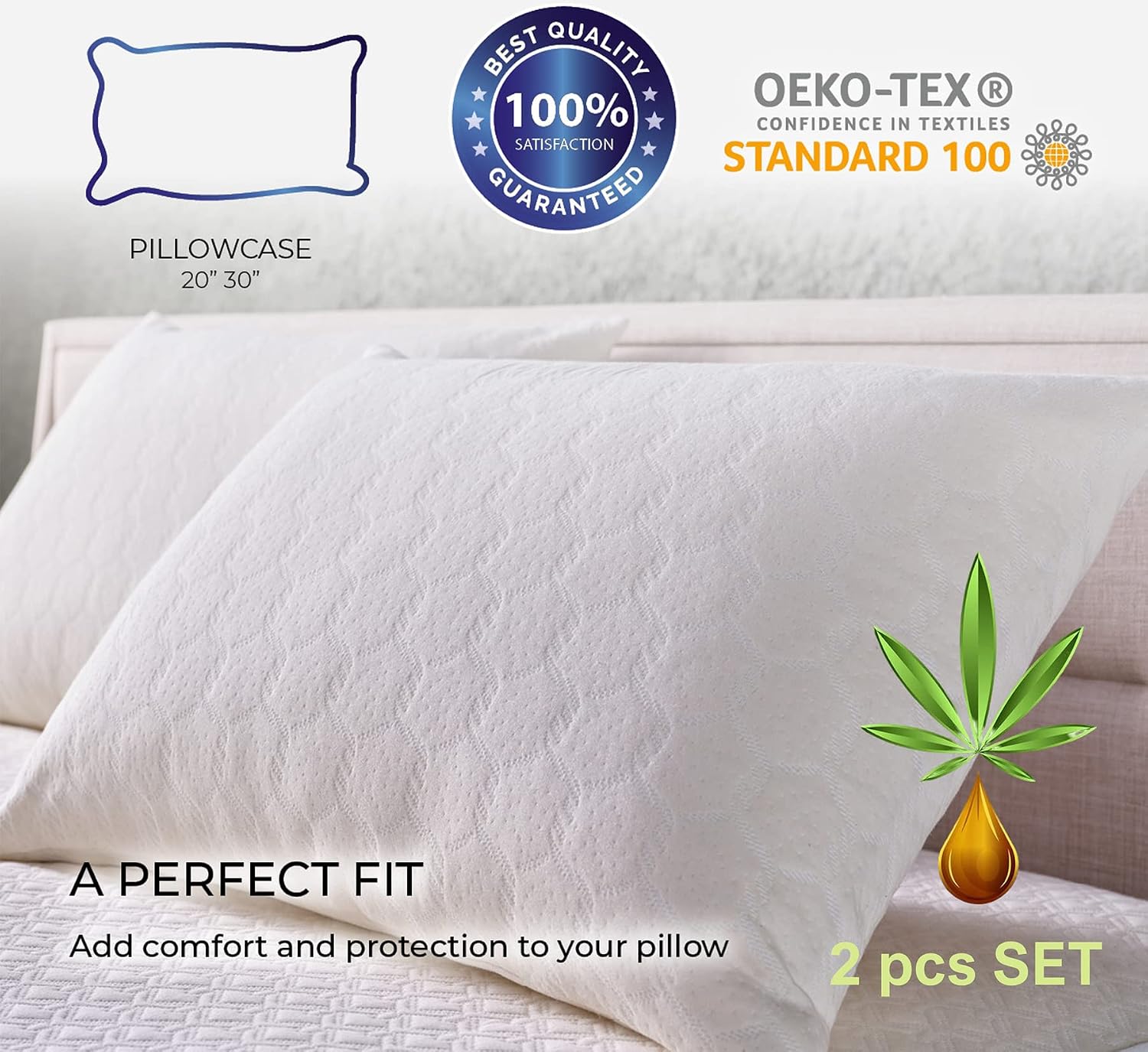 Amazon.com: Cotton and Hemp Pillow Covers Queen Size Set of 2, Organic ...