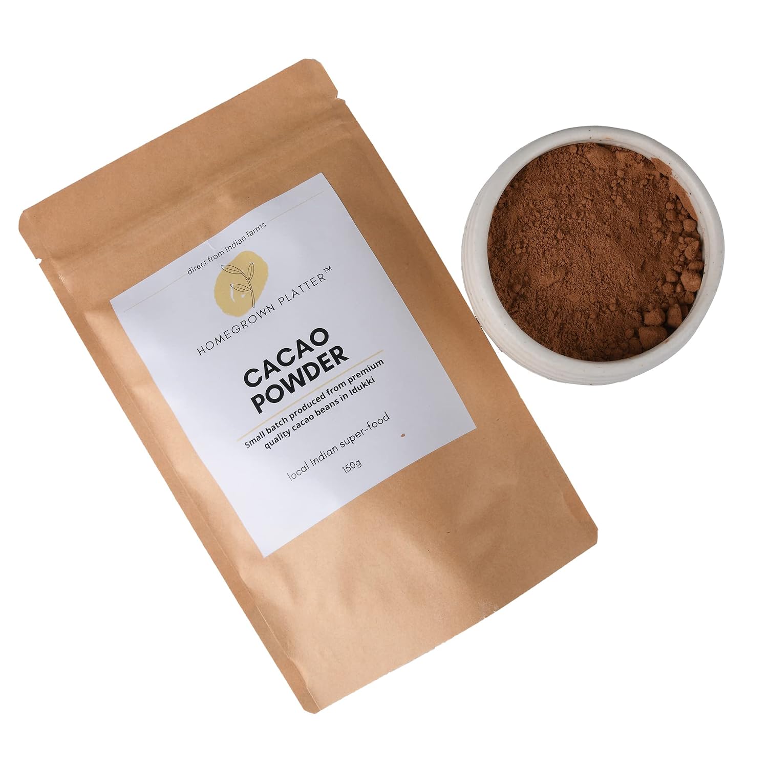 Homegrown Platter Organic Cacao Powder, 150g | Natural Unsweetened Dark ...