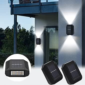 Solar Wall Light 2 Pack Outdoor Sunlight Sensor Lamp for Home Garden ...