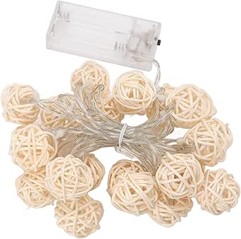 Amazon.com: 20 LED String Lights, 9.8ft 20 Globe Rattan Balls Christmas ...