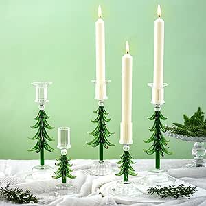 Amazon.com: Pinkunn 5 Pcs Christmas Tree Taper Candle Holder 6" 9" Tall ...