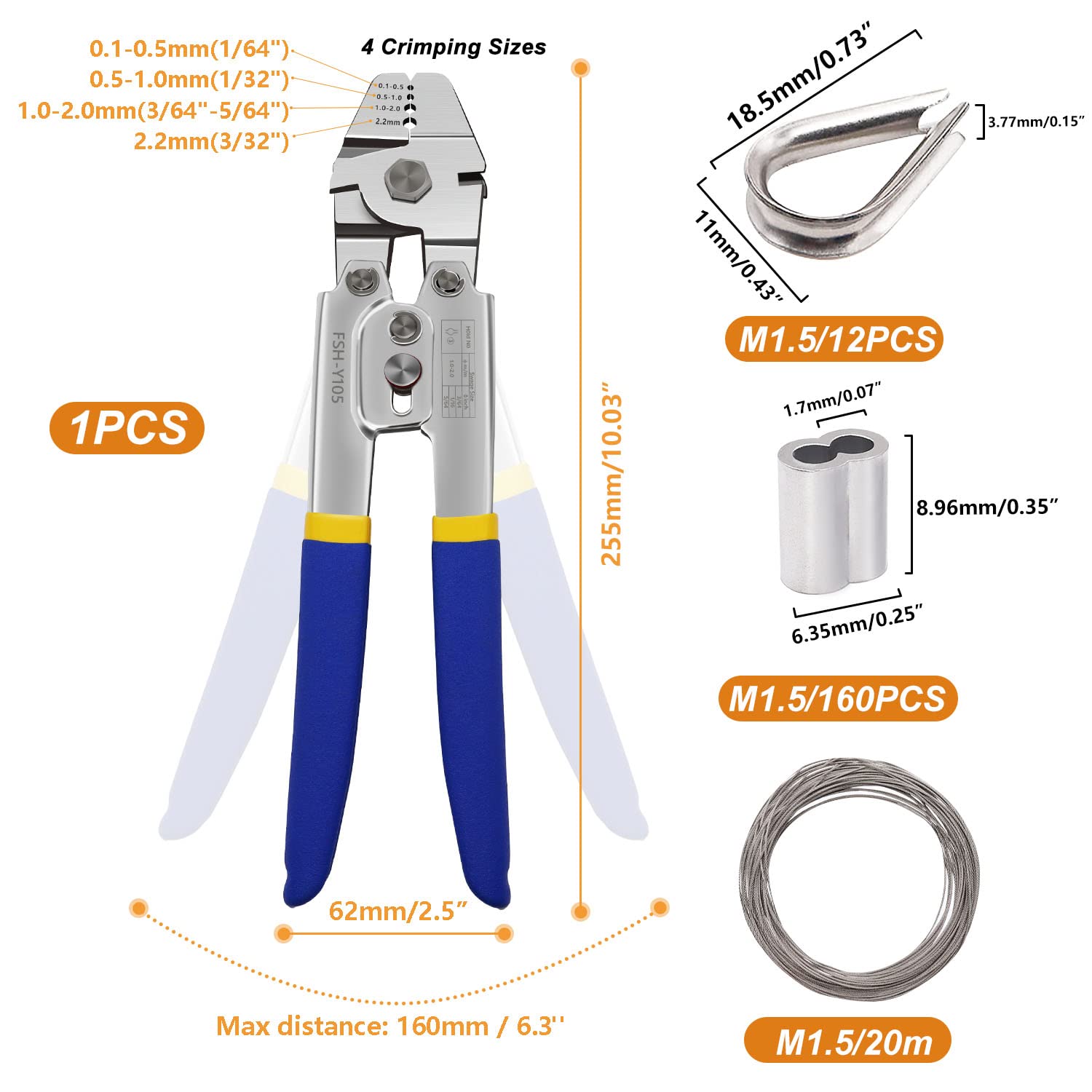 Snapklik.com : Mankk Wire Rope Crimping Tool Kits Crimping Swaging Tool ...