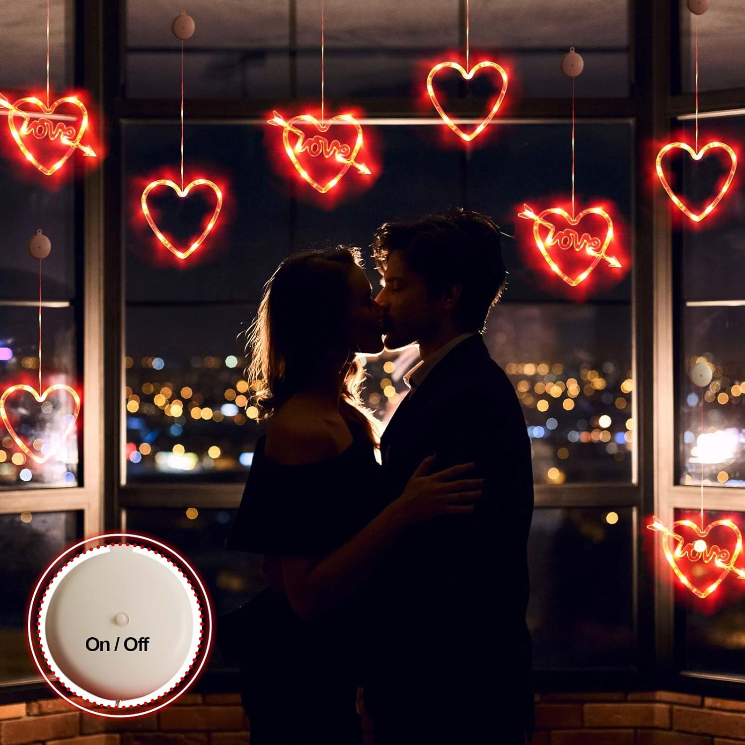 Amylove Paquete de 12 luces para el día de San Valentín, luces de ...