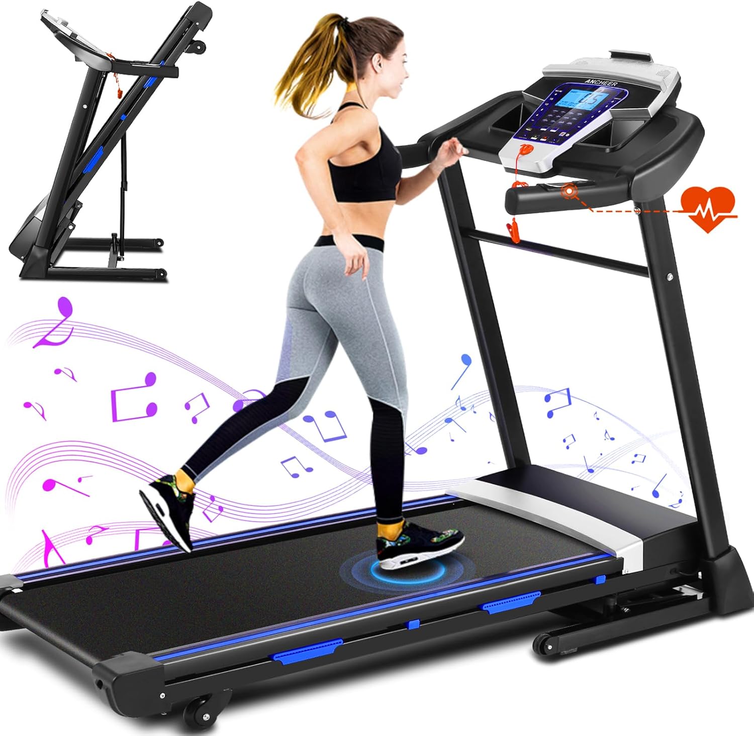 Amazon.com : ANCHEER Treadmill with Incline, 300 lbs Weight Capacity ...