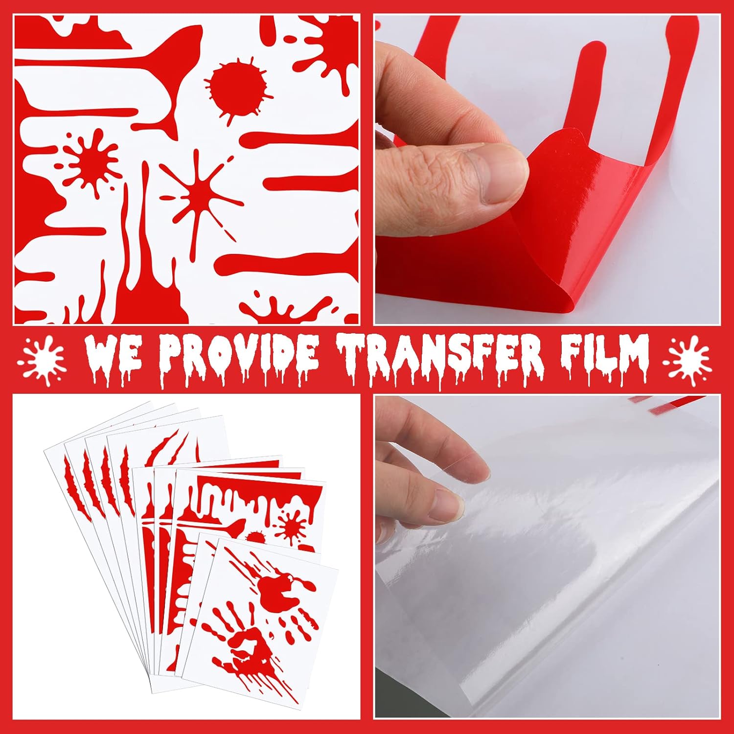 Buy Tallew 9 Sheets Halloween Theme Bleeding Car Stickers with Scraper ...