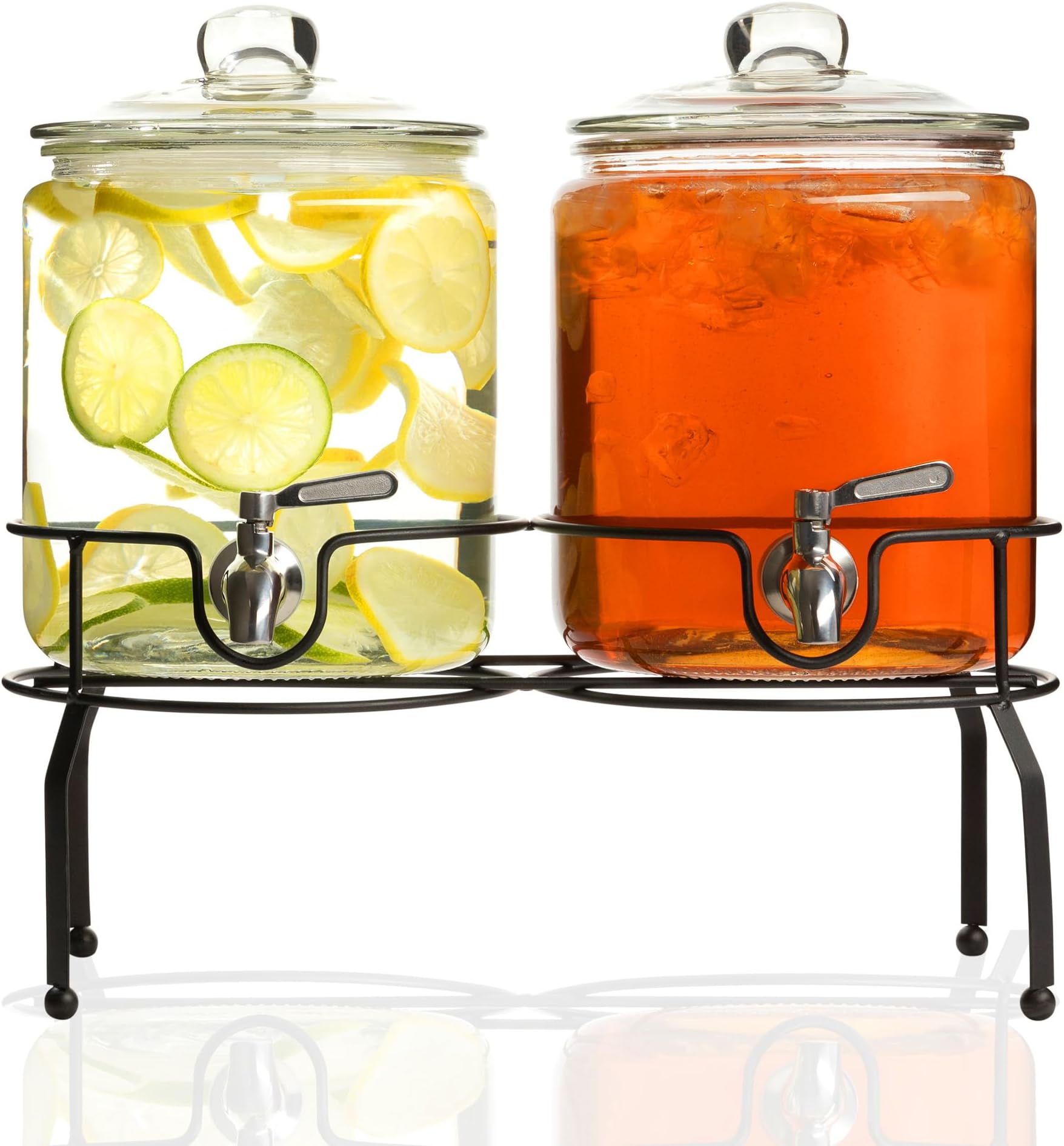 Amazon.com | Dual Gallon Glass Beverage Drink Dispensers with 2 Sets of ...